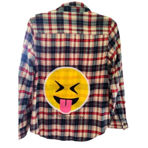 The Vintage Twin | Tops | The Vintage Twin Smiley Face Plaid Shirt Size ...